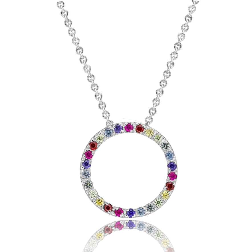 Sølv Collie m/Rainbow Cirkel 42cm - Borup Design - Guldsmed Borup