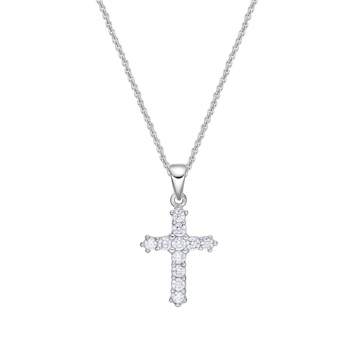 Sølvkors m/Zirkonia + Kæde - Borup Design - Guldsmed Borup